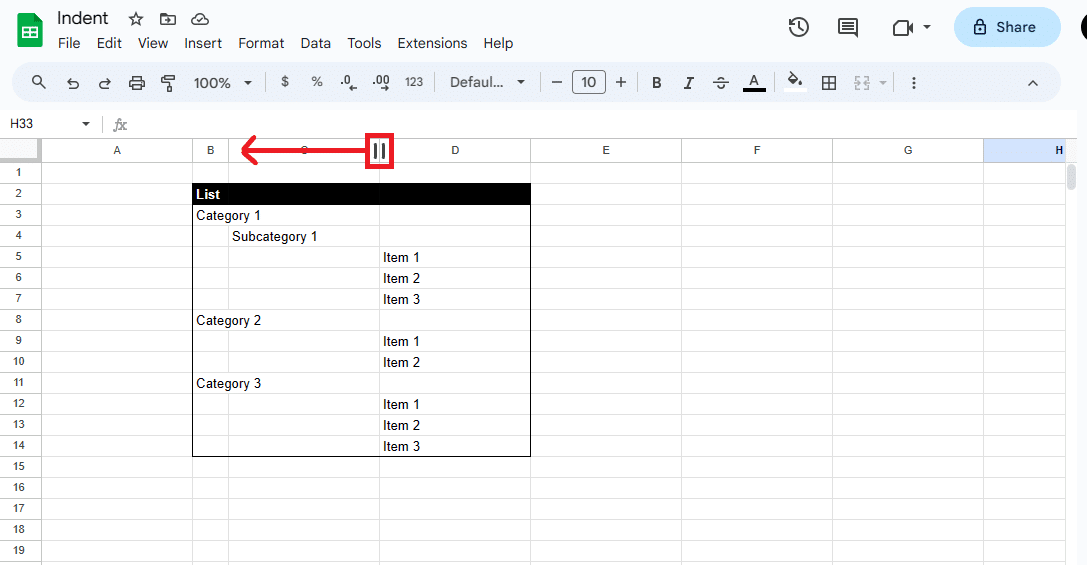 How To Indent In Google Sheets 3 Easy Methods PS